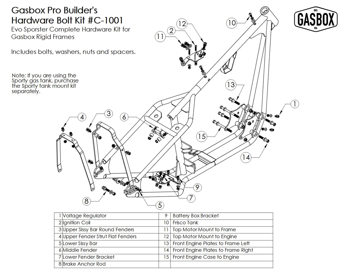 Evo XL Complete Hardware kit for Gasbox Rigid frames – The Gasbox